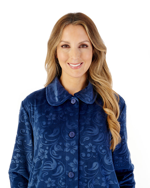 Embossed Crystal Fleece 46" Button Through Housecoat HC08346 – Slenderella