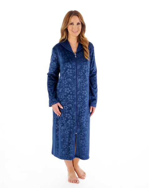 Embossed Crystal Fleece 46" Zip Through Housecoat HC08347 – Slenderella