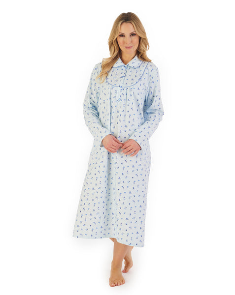 Floral Printed Luxury Flannel 45" Woven Nightdress ND06211 – Slenderella