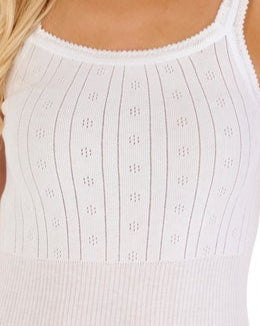 Slenderella Pointelle Pure Cotton French Neck Vest UW904