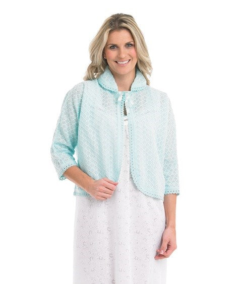 Fancy Knit Ribbon Tie Peter Pan Collar Bedjacket BJ44611 – Slenderella