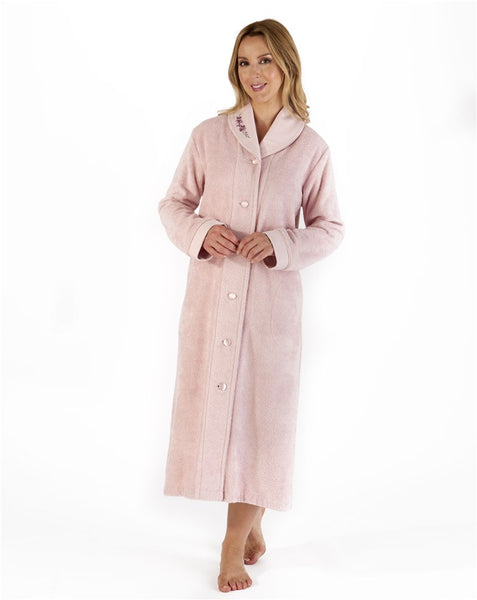 Embroidered 46" Button Through Housecoat HC66356 – Slenderella