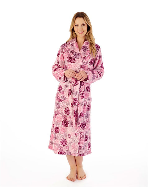 Bold Floral Flannel Fleece 46" Wrap Housecoat HC02313 – Slenderella