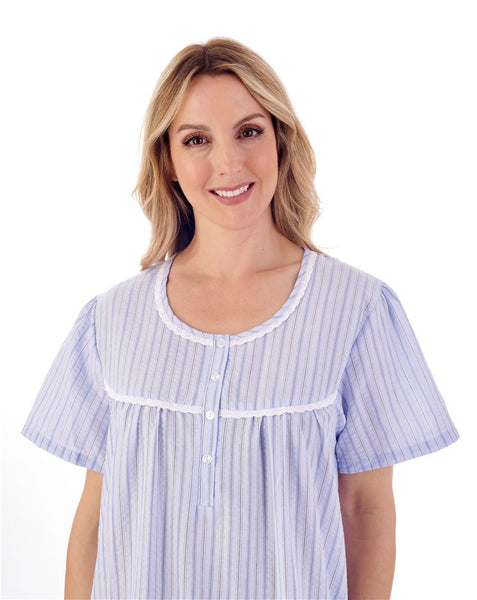 Classic Stripe Seersucker 42" Woven Nightdress ND01221 – Slenderella