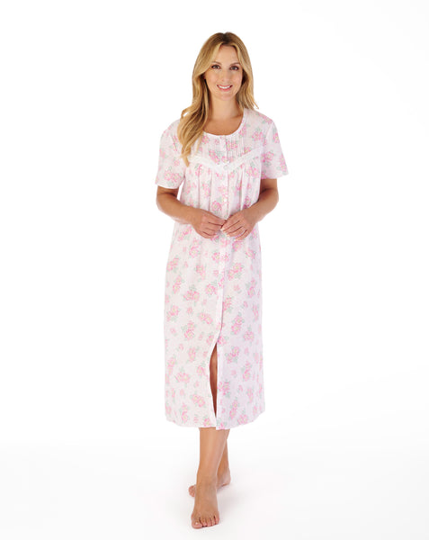 Shadow Leaf Floral Print 46" Woven Nightdress ND03208 – Slenderella