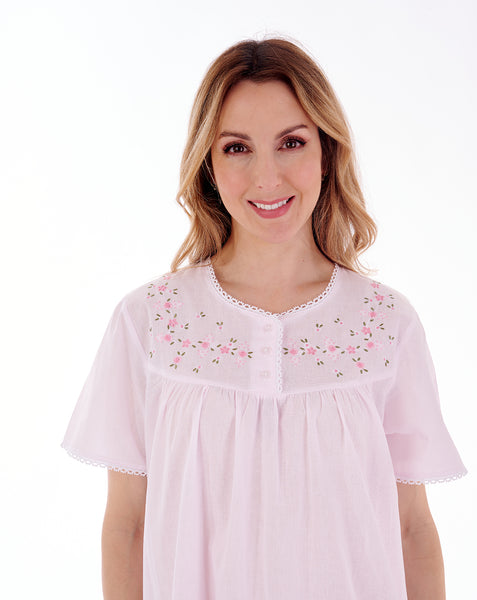 Embroidered Yoke 45" Woven Nightdress ND3270 – Slenderella